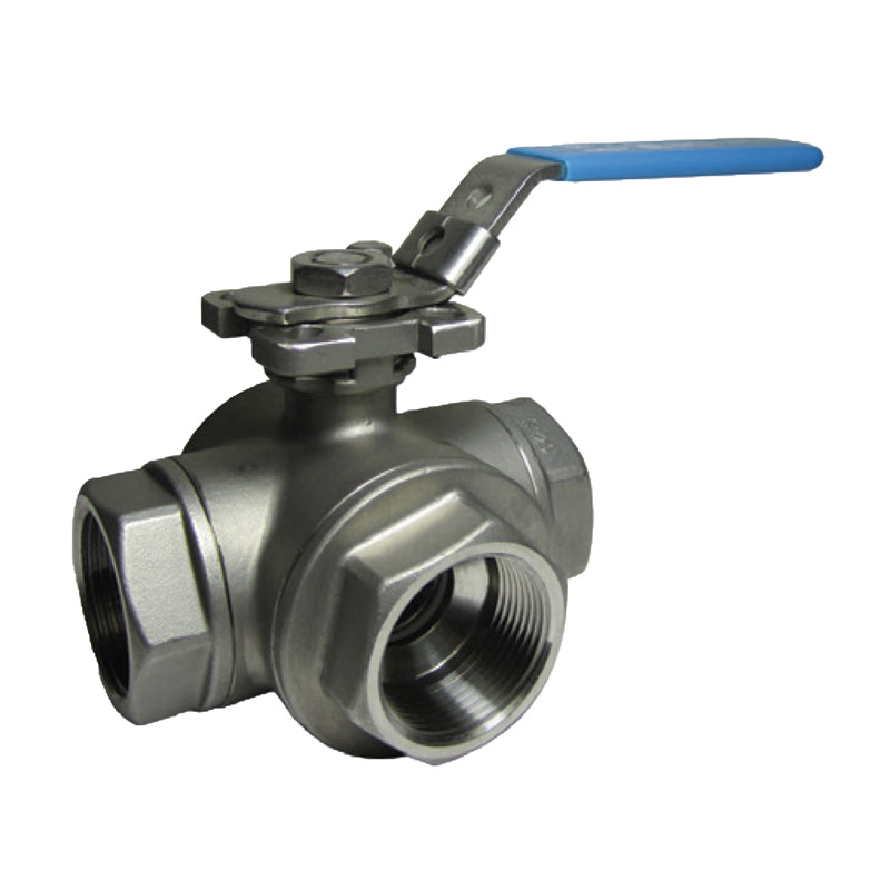 AVFI 32 mm (DN32) 3 Way Ball Valve | T-Port | BSP | Stainless Steel