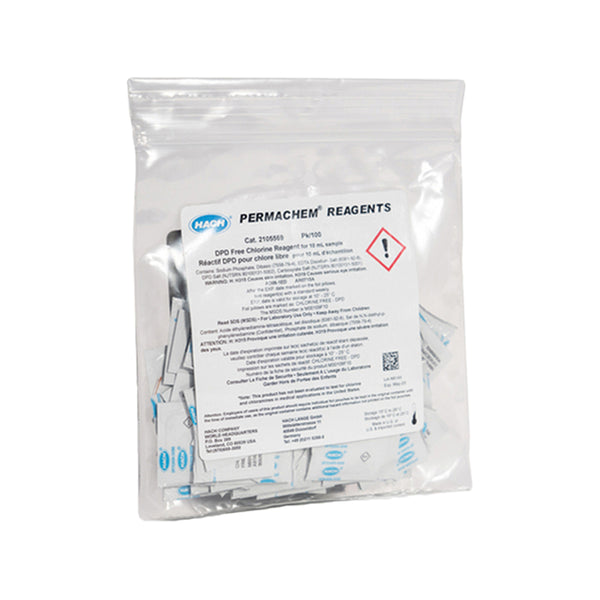 Hach Free Chlorine DPD Reagent Powder Pillows 100 pack sample size 10 mL